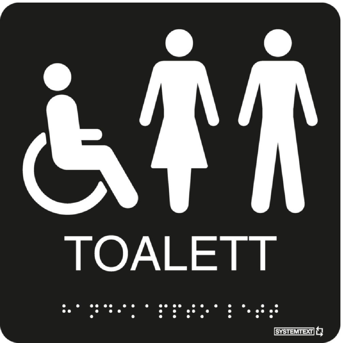 Taktil skylt "Toalett Rullstol Dam/Herr" – St George Security Store