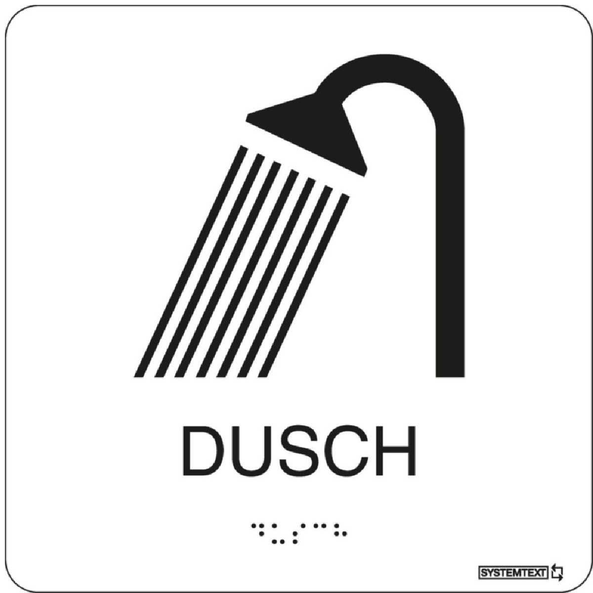 Taktil skylt "Dusch" Vit – St George – St George Security Store