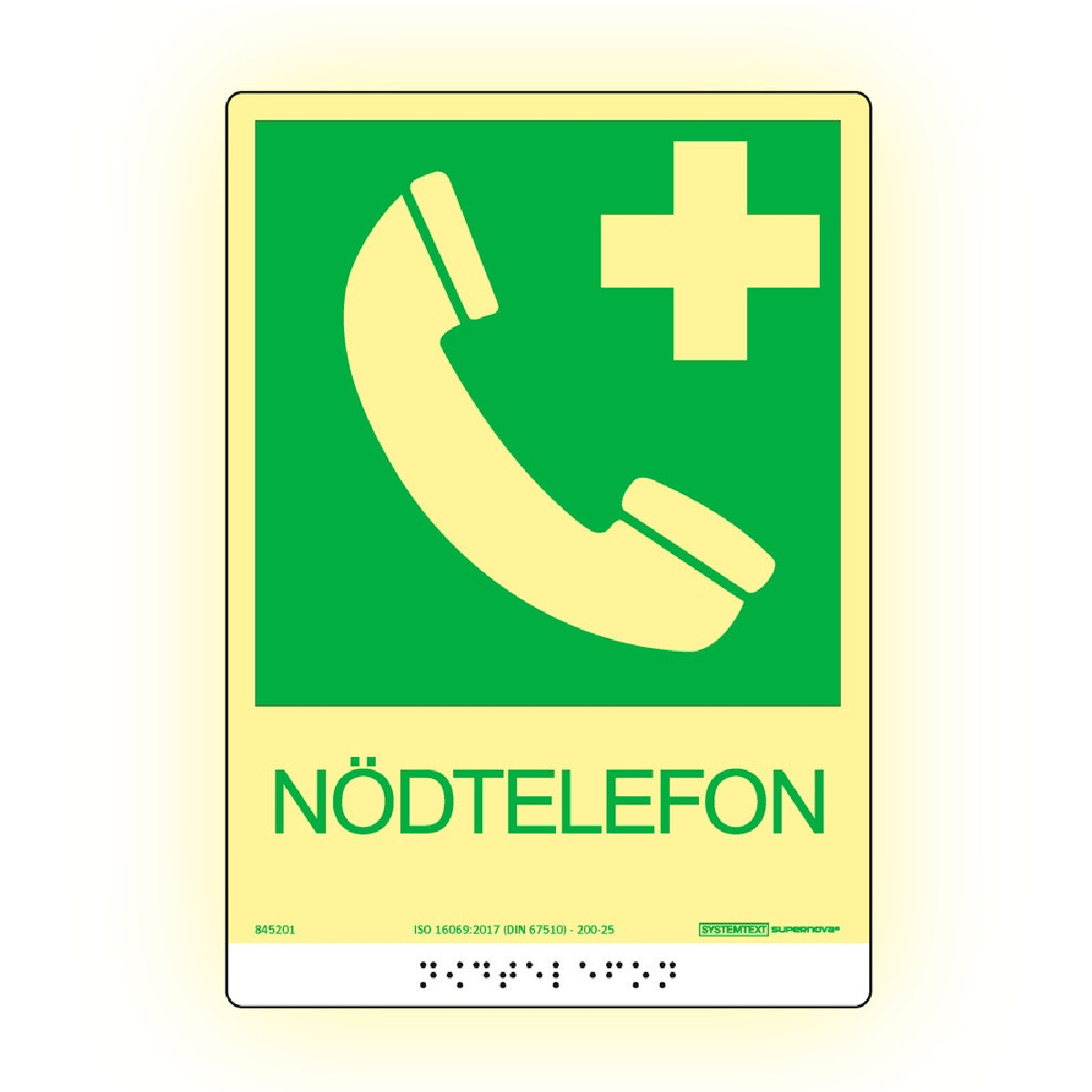 Färgefterlysande taktil skylt "nödtelefon" – St George – St George ...