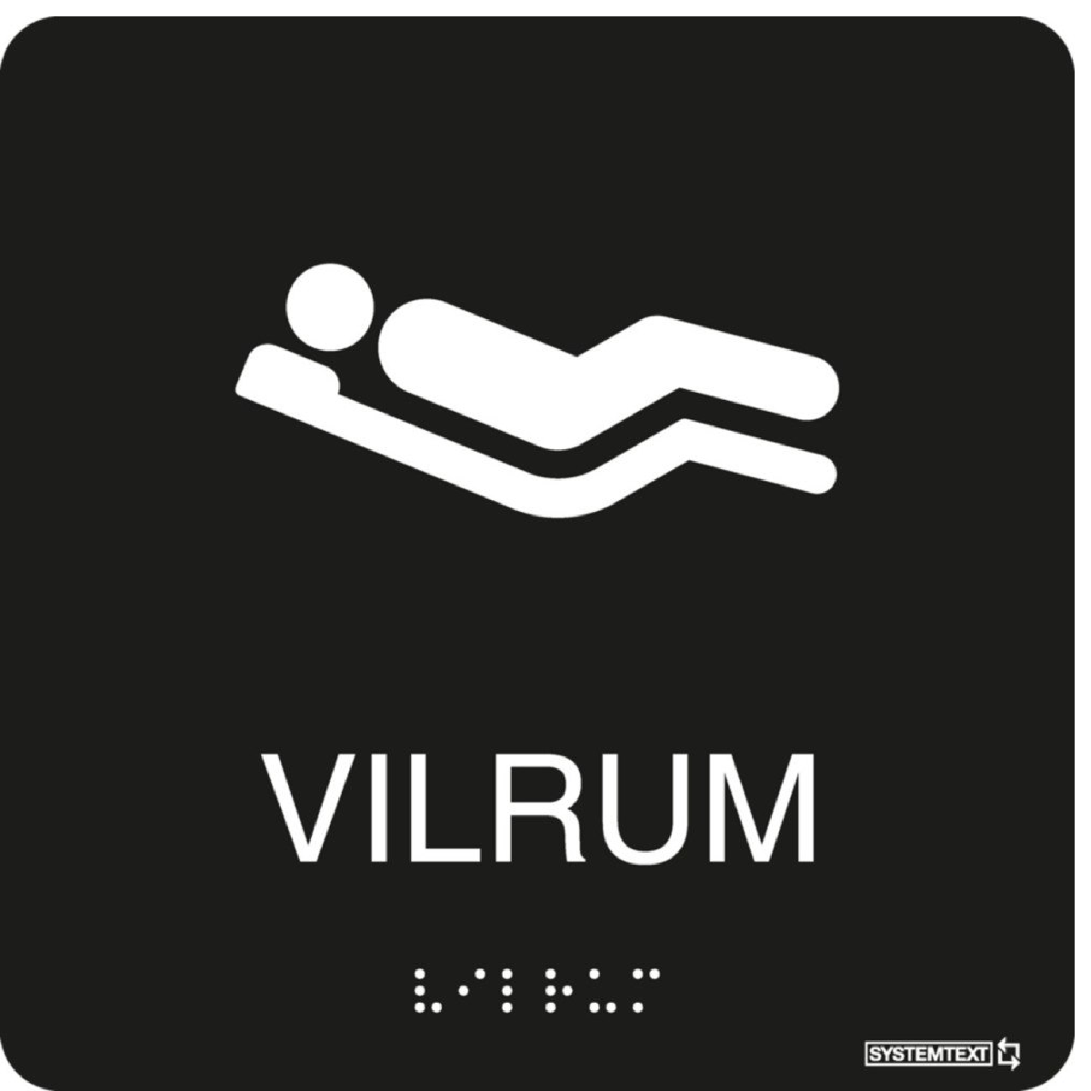 Taktil skylt "Vilrum" svart – St George – St George Security Store